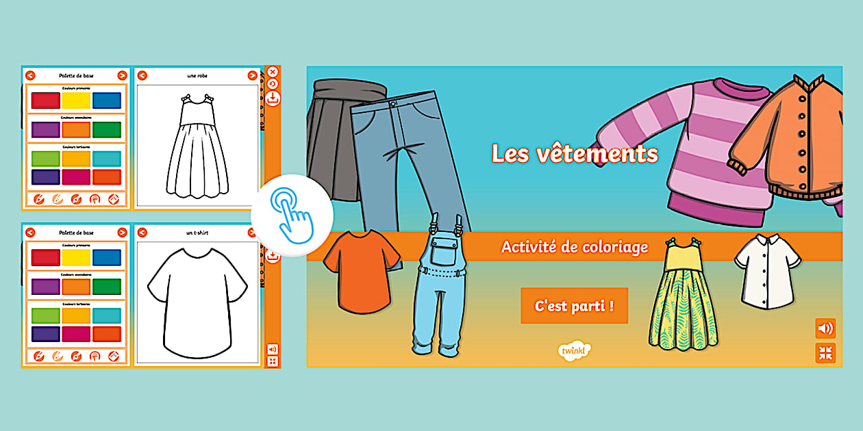 Jeu interactif coloriage : Les vêtements (Lehrer gemacht)