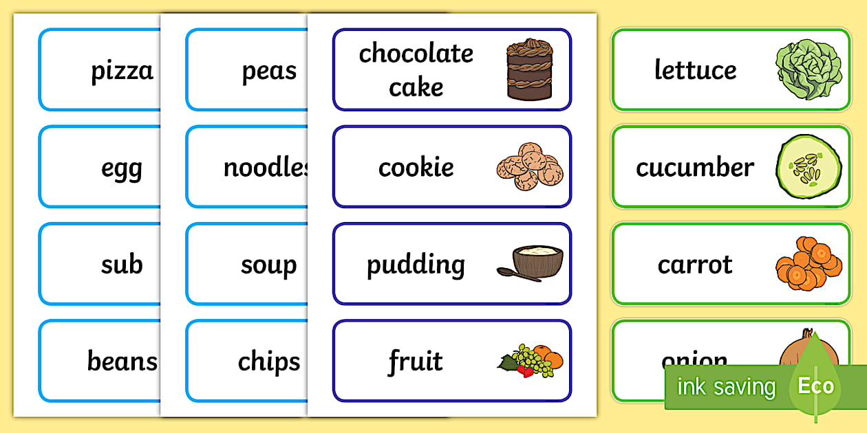 Food Word Cards (teacher made) - Twinkl