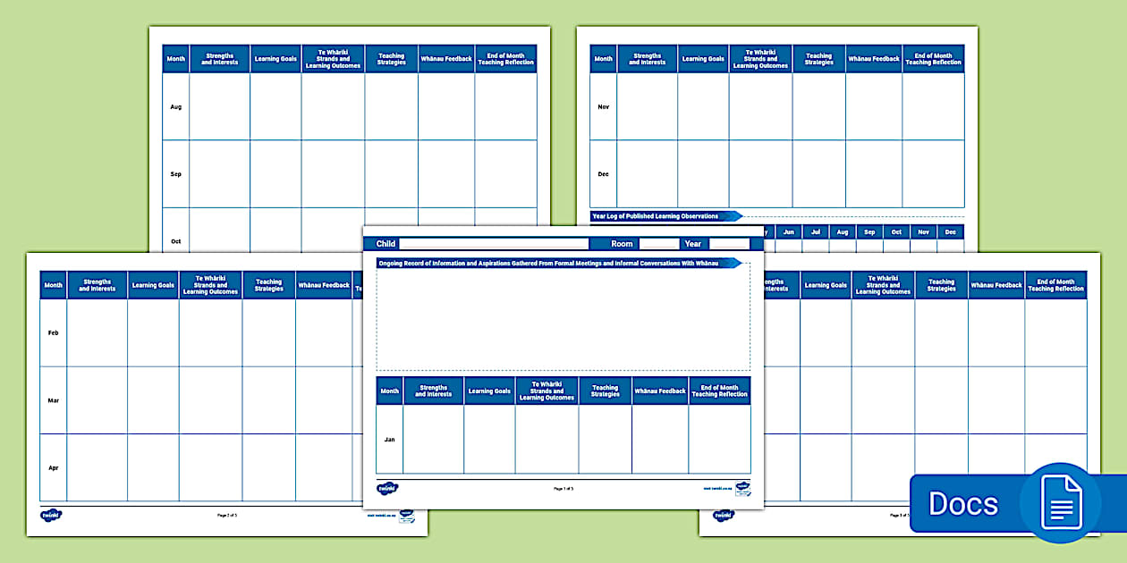 Monthly Template for Individual Planning ECE (teacher made)