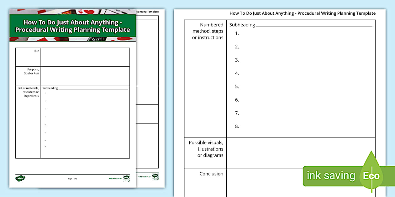How To Do Just About Anything - Level 4 Procedural Writing Planning Template
