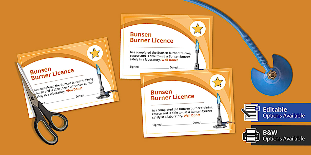 Bunsen Burner Licence (teacher made) - Twinkl