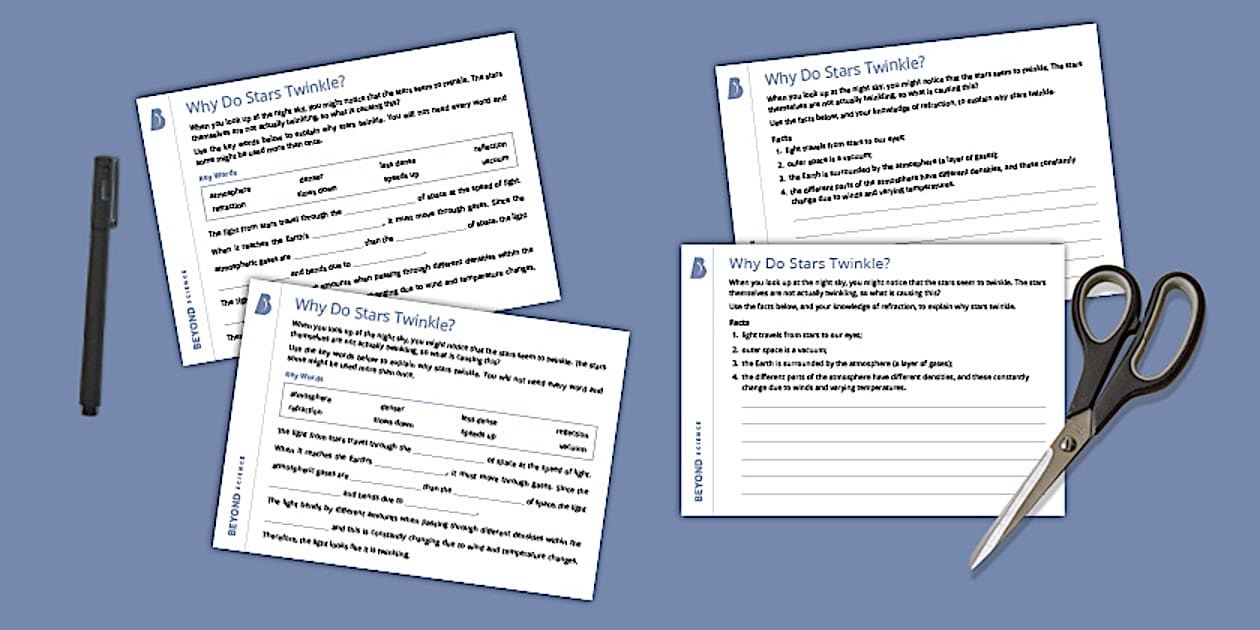 Why Do Stars Twinkle? Worksheet Beyond Science - Twinkl
