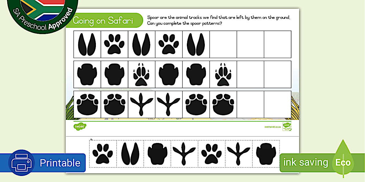 Preschool: Going on Safari - Spoor Patterns Activity