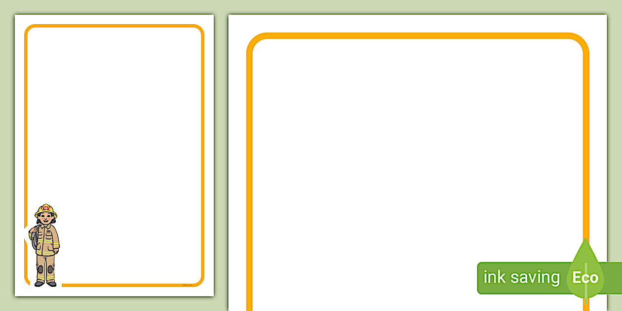 Simple Blank Firefighter Girl Page Border | Page Borders