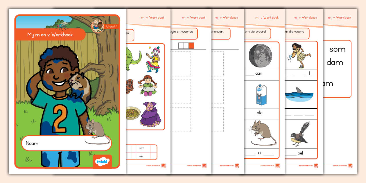 Graad 1 Klanke Werkboek m, v (teacher made) - Twinkl