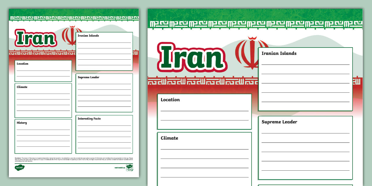 Iran Fact File Template (teacher made) - Twinkl