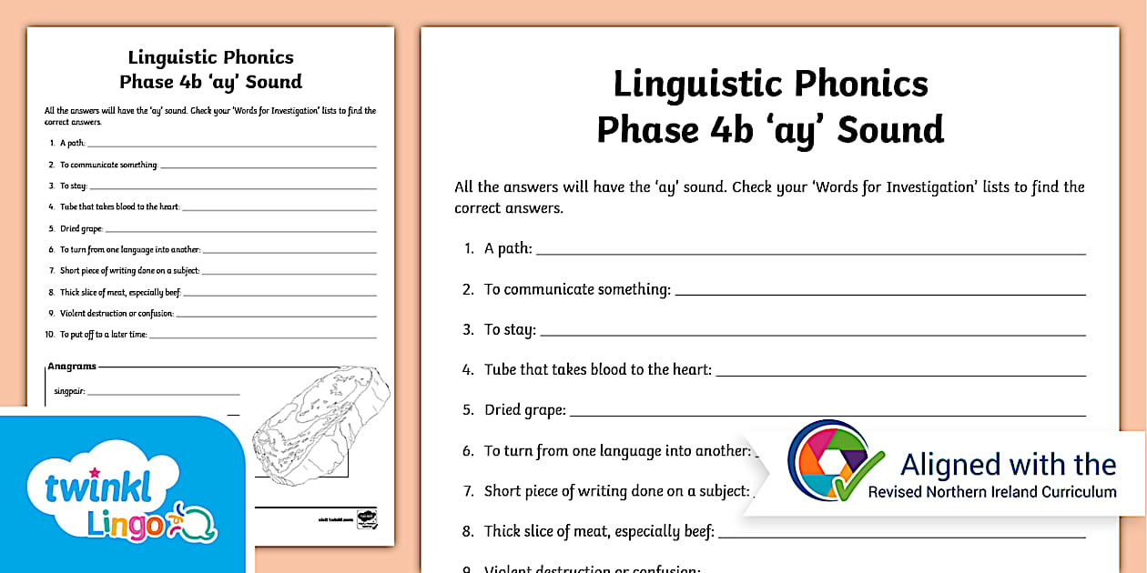 Phonics 'ay' Sound Worksheet - English Resource - Twinkl