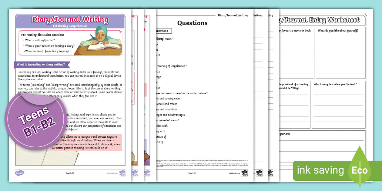 ESL Diary/Journal Writing (teacher made) - Twinkl
