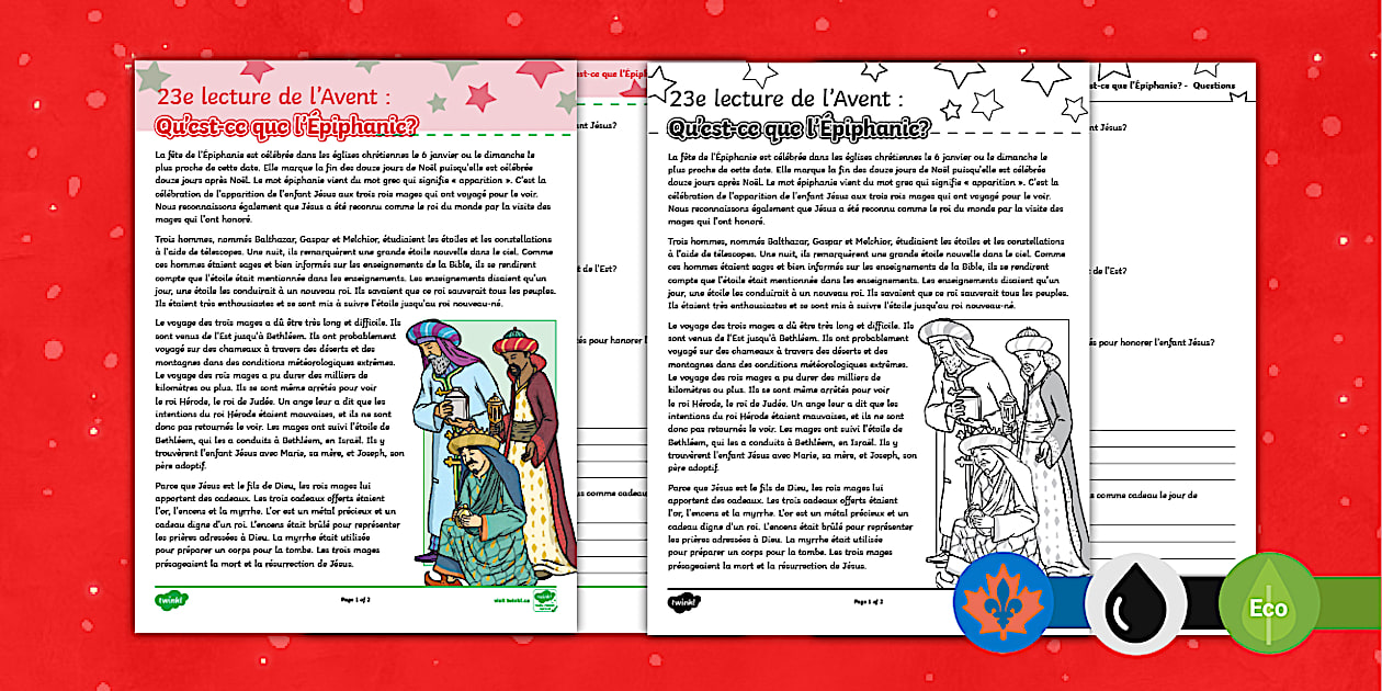 Day 23 of Advent Reading - What is Epiphany? French - Twinkl