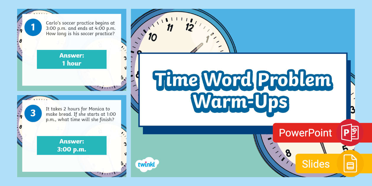 Third Grade Time Word Problem Math Warm-Ups PPT & Slides