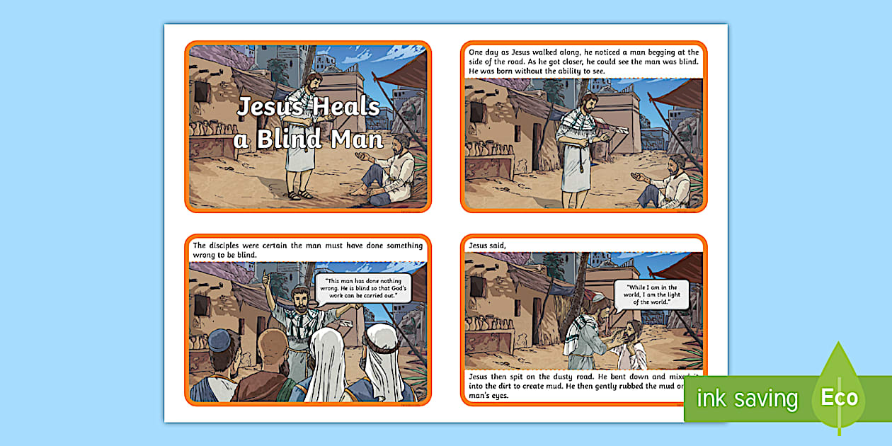 Jesus Heals a Blind Man Sequencing Activity | Twinkl USA
