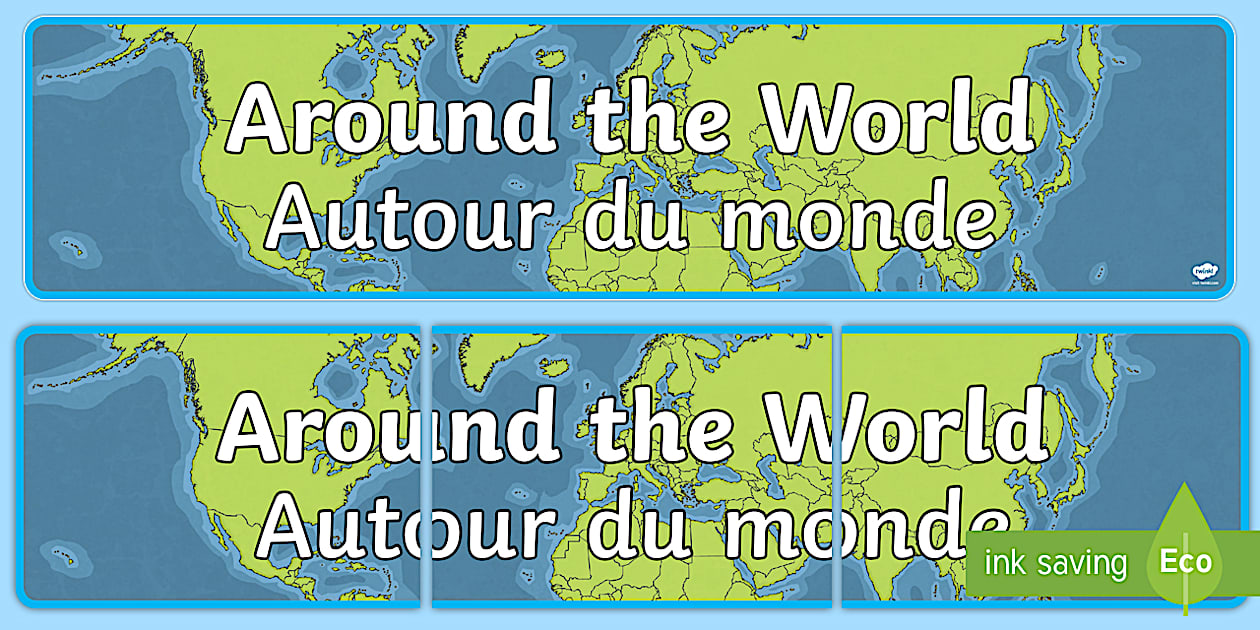 Around the World Display Banner English/French - Twinkl