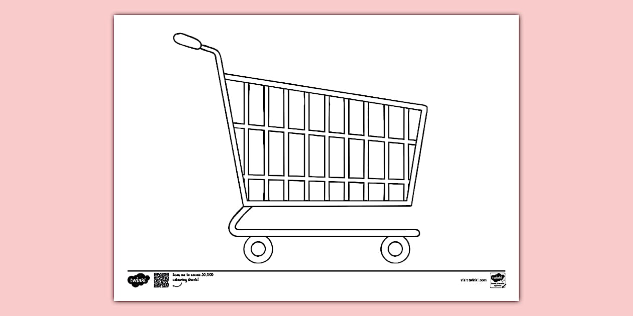 Shopping Trolley Colouring Sheet | Twinkl Resources