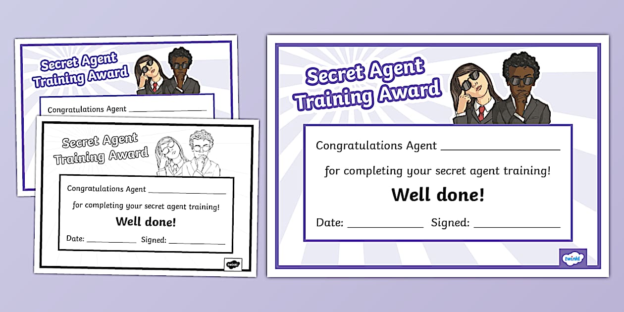 KS2 Secret Agent Training Certificate (teacher made)