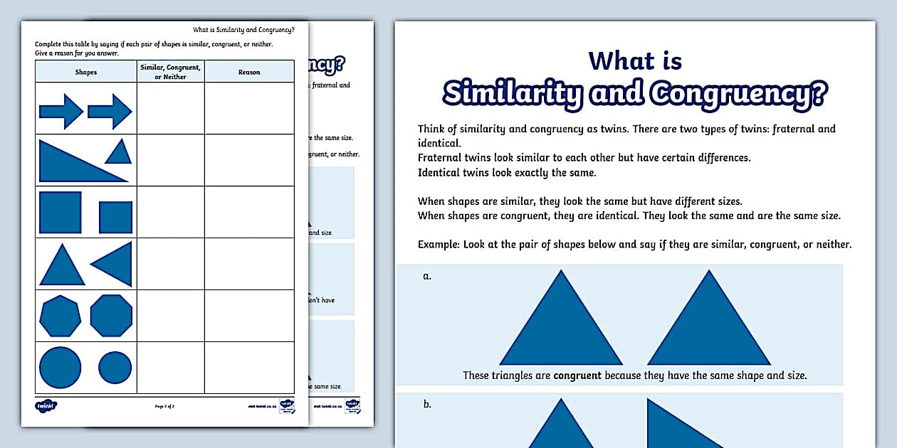 What Is Similarity And Congruency Notes And Activity