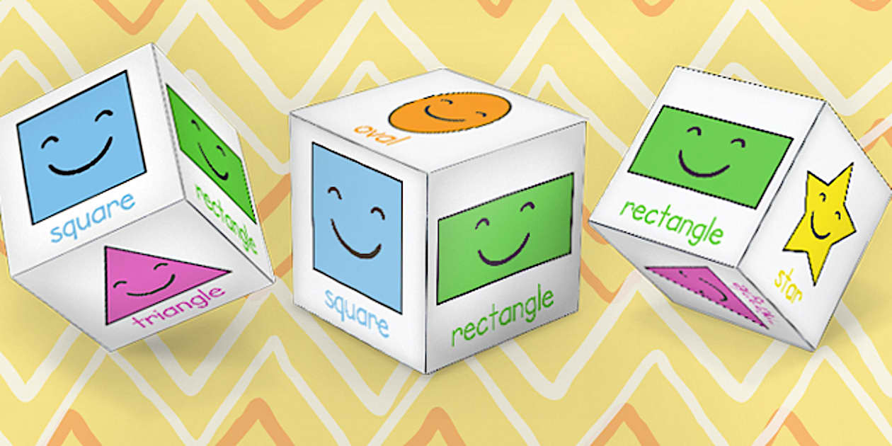 2D Cube Shape Dice | Shape Resources (teacher made) - Twinkl