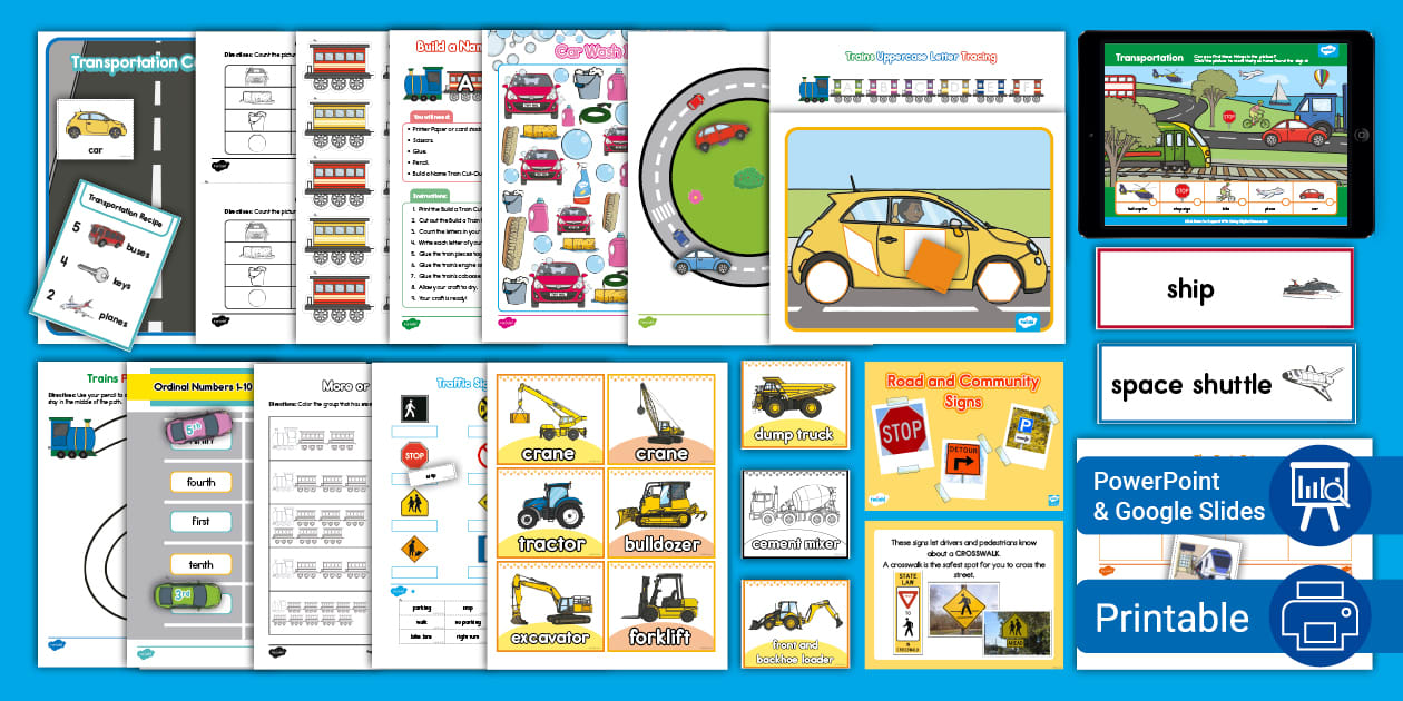 Transportation Activity Pack for PreK-K