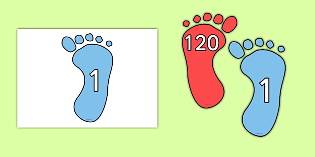 1-120 Footprints (teacher made) - Twinkl