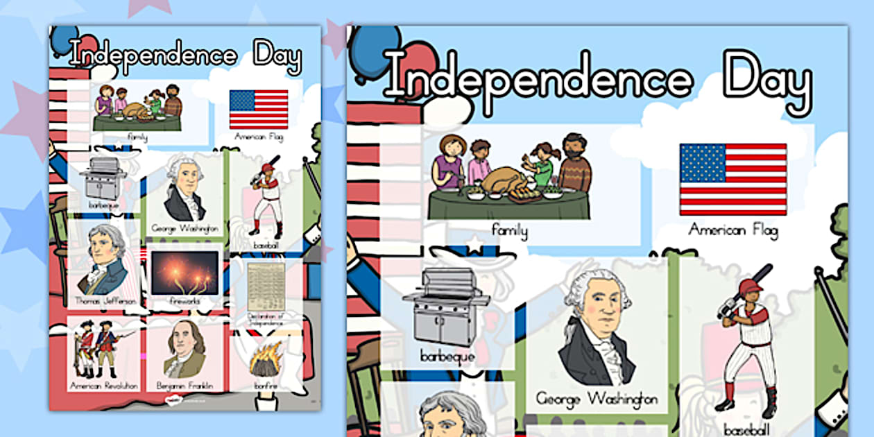 American Independence Day Vocabulary Poster - ESL July 4th Vocabulary