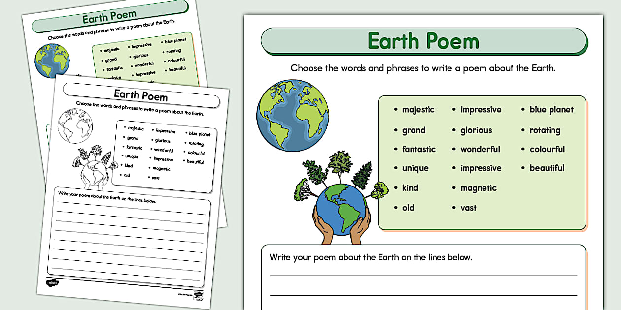 Earth Poem Writing Template (teacher made) - Twinkl