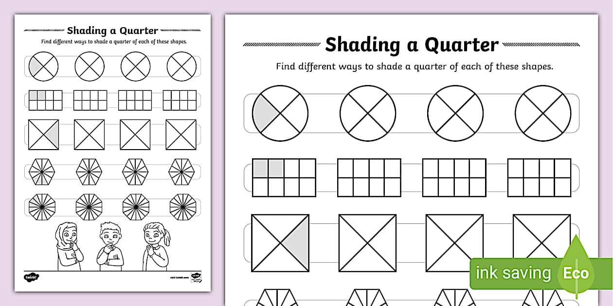 👉 Shading a Quarter Activity Sheet (teacher made)