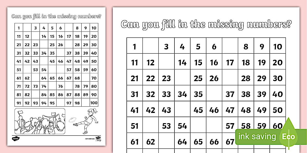 AFL Missing Numbers Number Square (Teacher-Made) - Twinkl