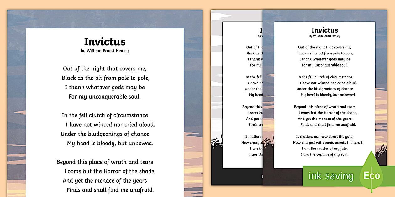 Cursive Invictus Poem (Teacher-Made) - Twinkl