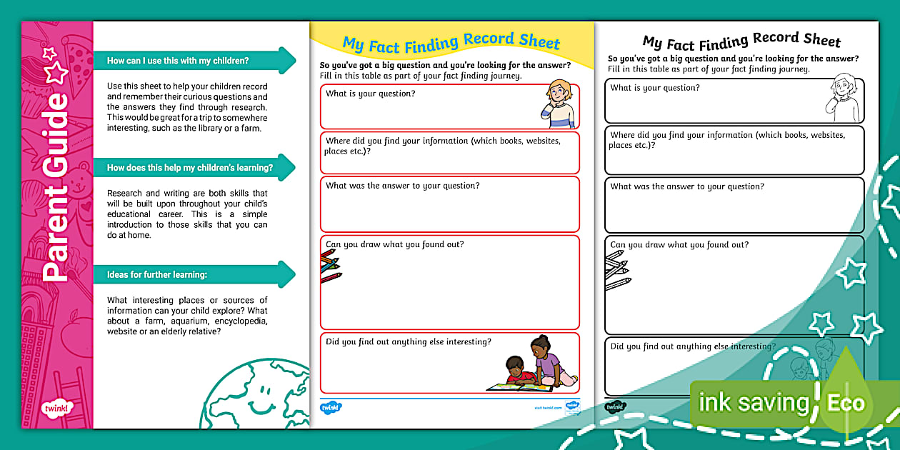 Fact Finding Record Sheet (Teacher-Made) - Twinkl