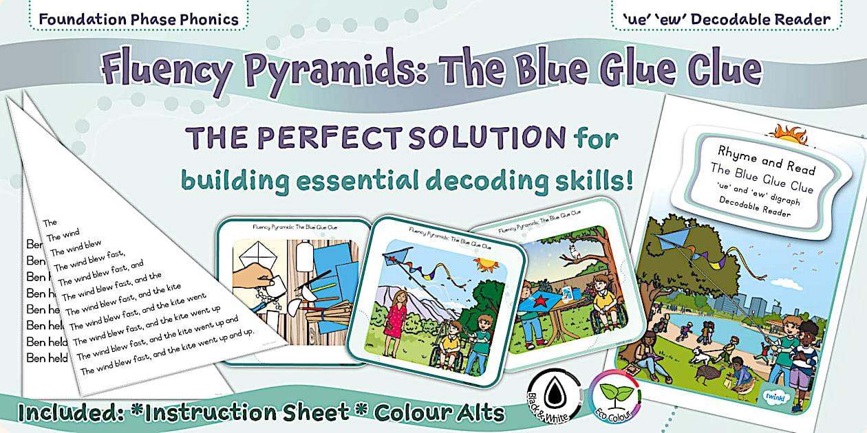 FP Phonics - ue Fluency Pyramid - The Blue Glue Clue