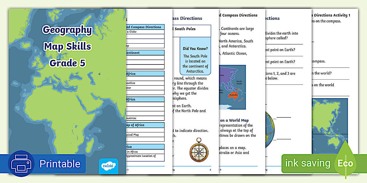 Grade 5 Map Skills Workbook - Twinkl South Africa - Twinkl