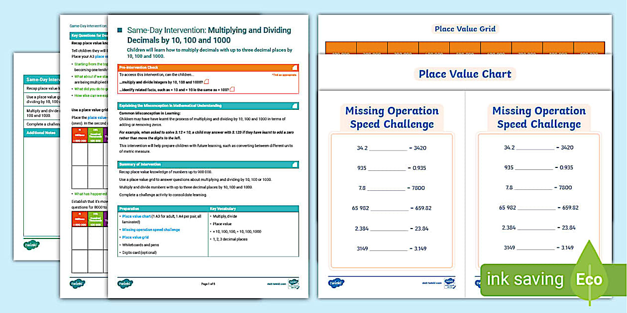 👉 Y6 Intervention: Multiplying, Dividing Decimals by 10, 100, 1000