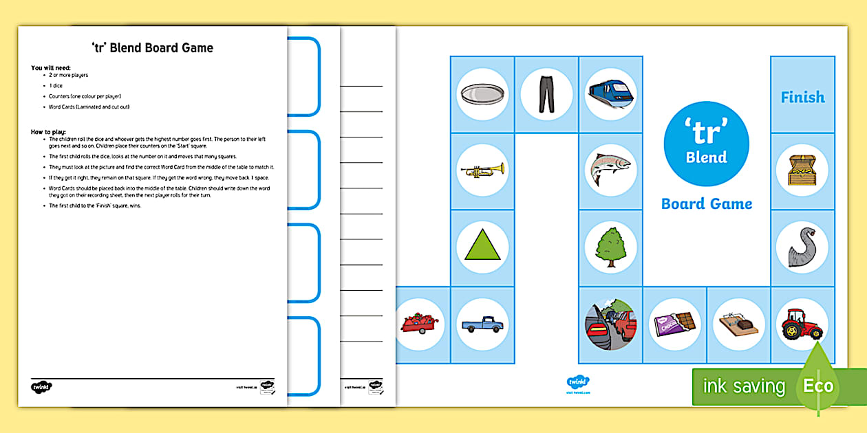 'tr' Blend Board Game (teacher made) - Twinkl