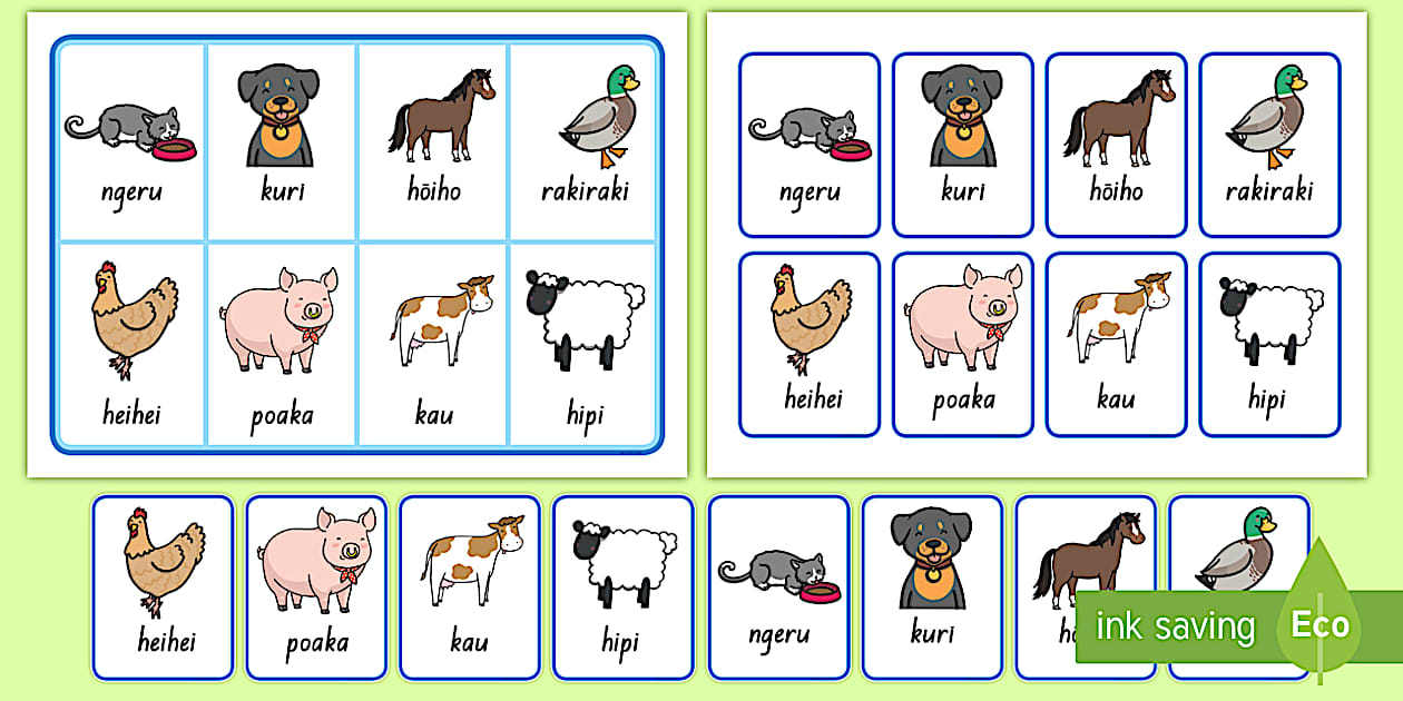 Te Reo Māori Cards/Board Game - Animal Matching - Twinkl