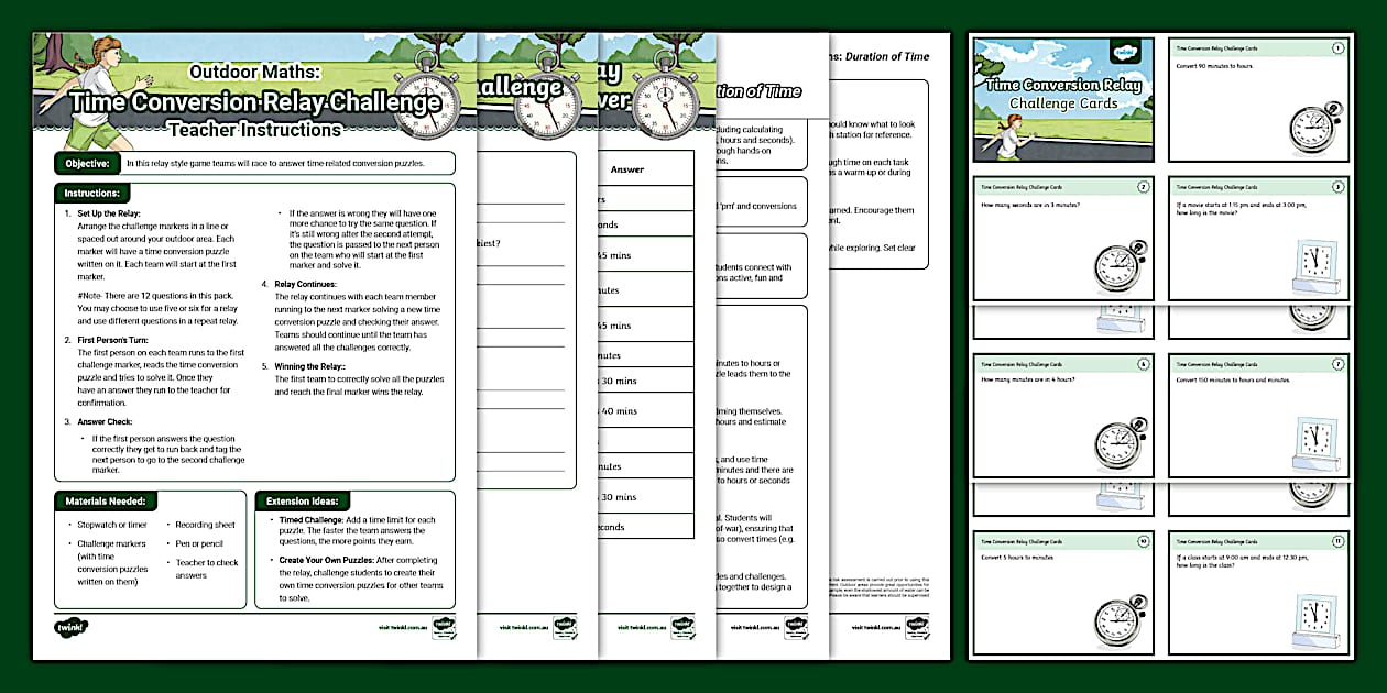 Outdoor Maths: Time Conversion Relay Challenge - Twinkl
