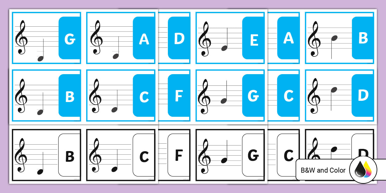 Treble Clef Music Notes Cards (teacher made) - Twinkl