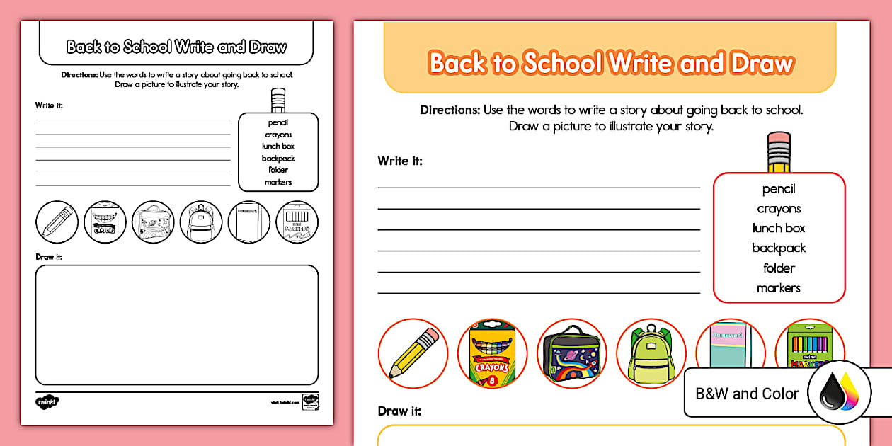 First Grade Back to School Write and Draw Worksheet - Twinkl