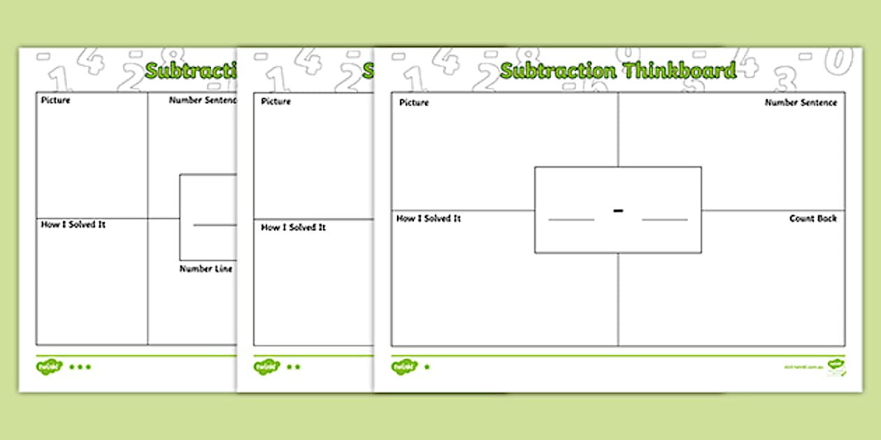 Subtraction Thinkboard Differentiated Activity - Twinkl Subtraction Thinkboard Differentiated Activity - Twinkl
