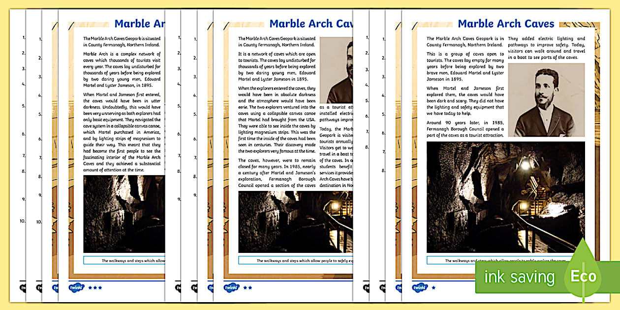 Marble Arch Caves Differentiated Reading Comprehension Activity