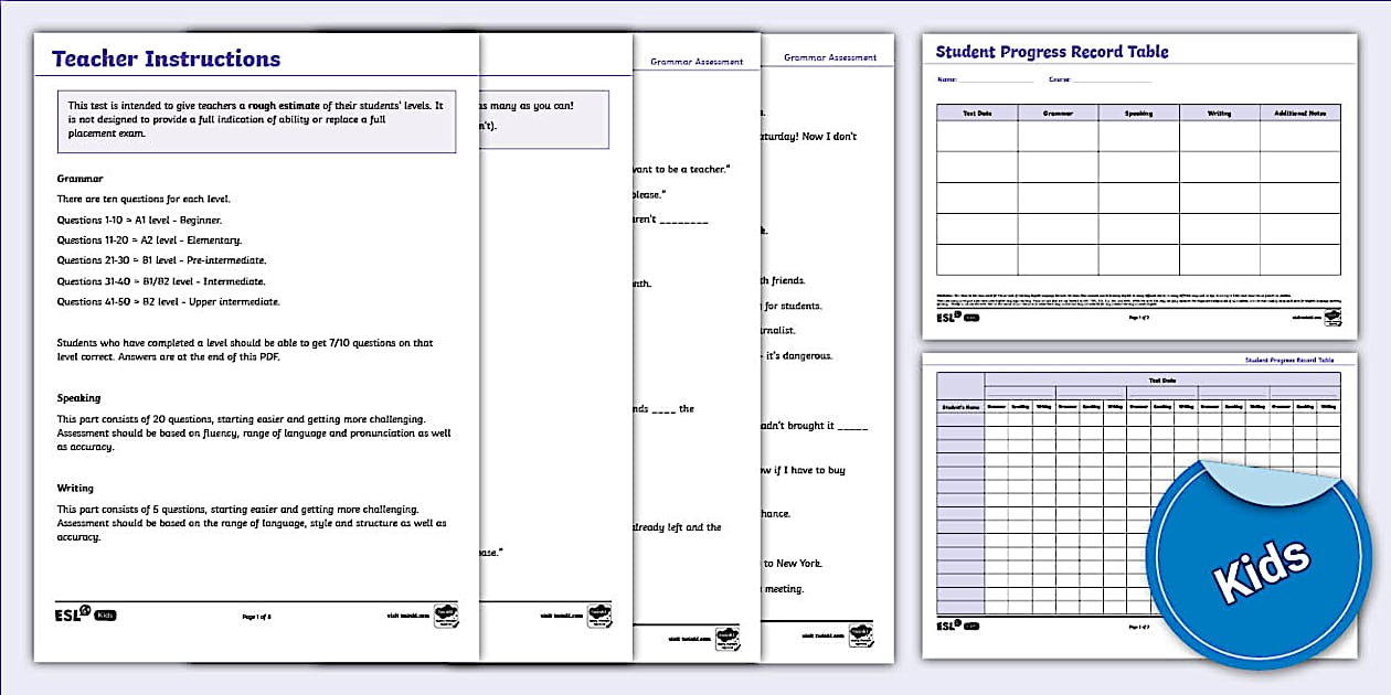 ESL English Language Levelling Test by Twinkl (teacher made)