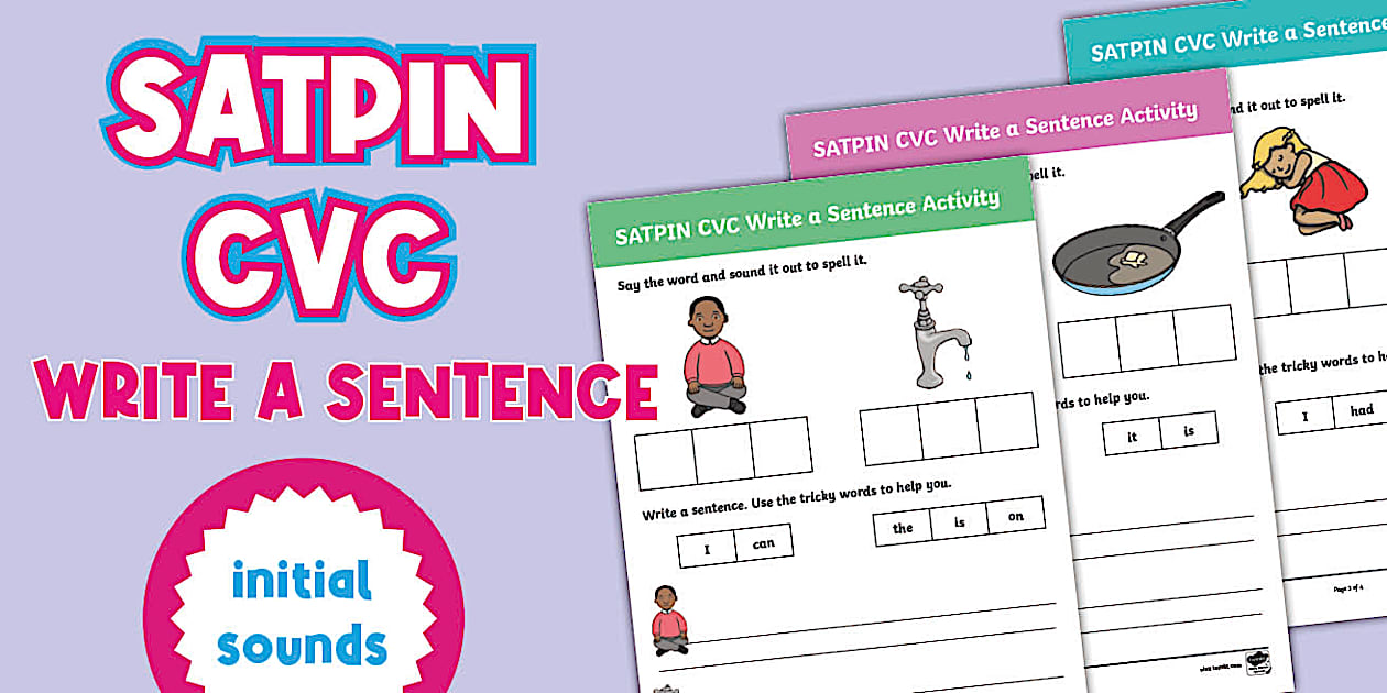 SATPIN CVC Write a Sentence Activity Sheet