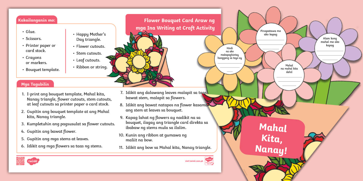 Flower Bouquet Card Araw ng mga Ina Writing at Craft