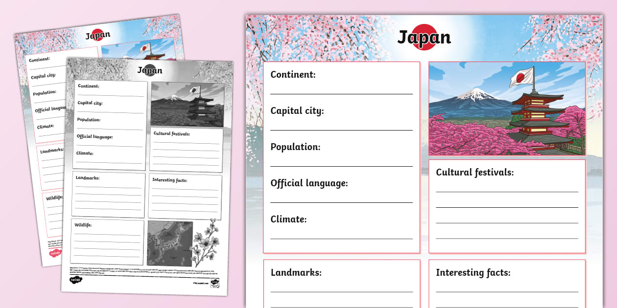 Japan Fact File Template, All About Japan - Twinkl