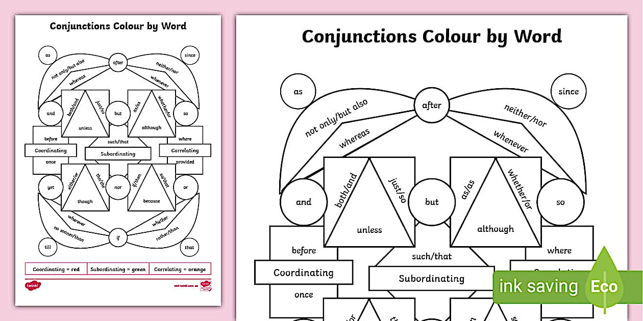 Conjunctions Colour By Word | Word Class Resources - Twinkl