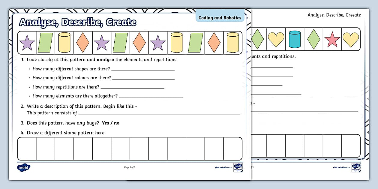 Robotics and Coding Pattern Recognition Analyse Create 4x3