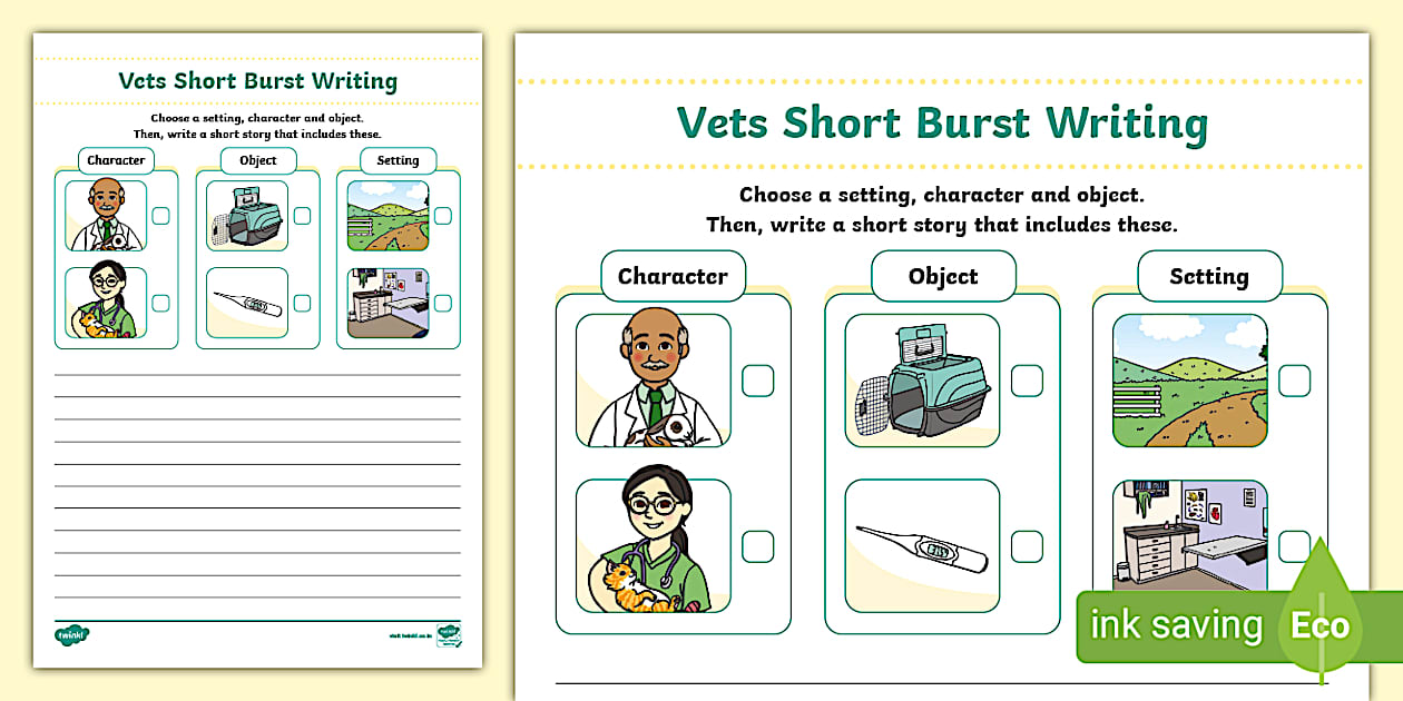 Vets Short Writing Burst Template (teacher made) - Twinkl