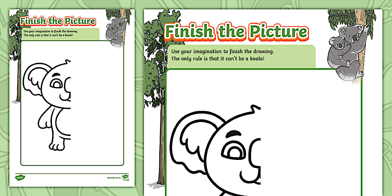 Finish the Koala Worksheet (Teacher-Made) - Twinkl