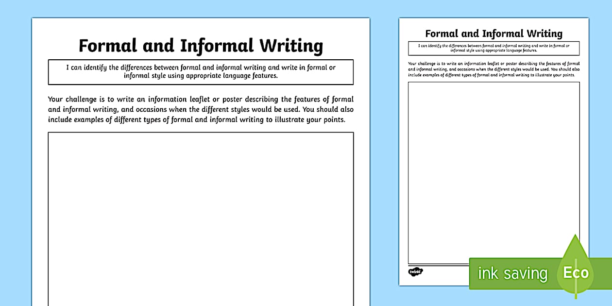 Formal and Informal Writing Worksheet | Primary Resources