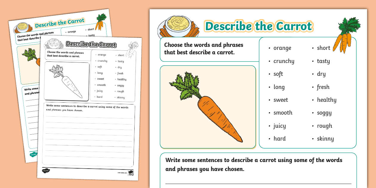 Describe the Carrot Worksheet (teacher made) - Twinkl
