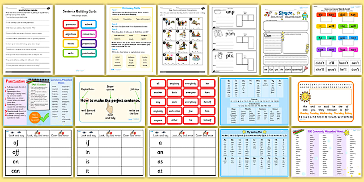 Education Assistant Spelling and Grammar Pack (teacher made)