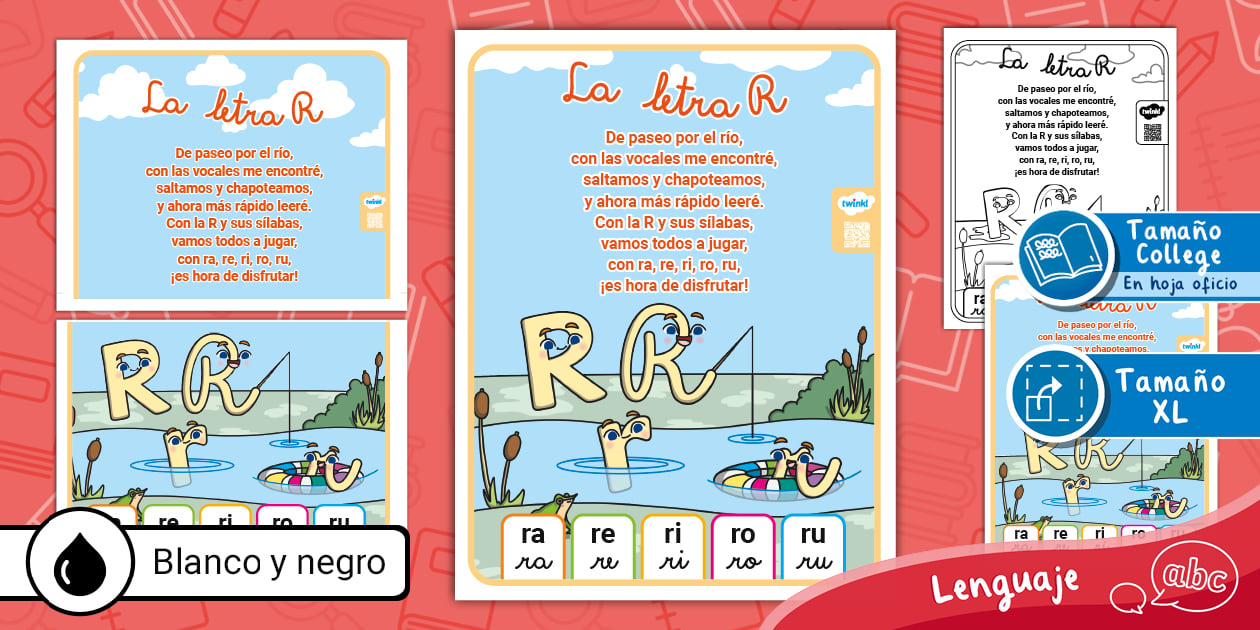 Póster | Ra Re Ri Ro Ru | Familia Letra R | Sílabas